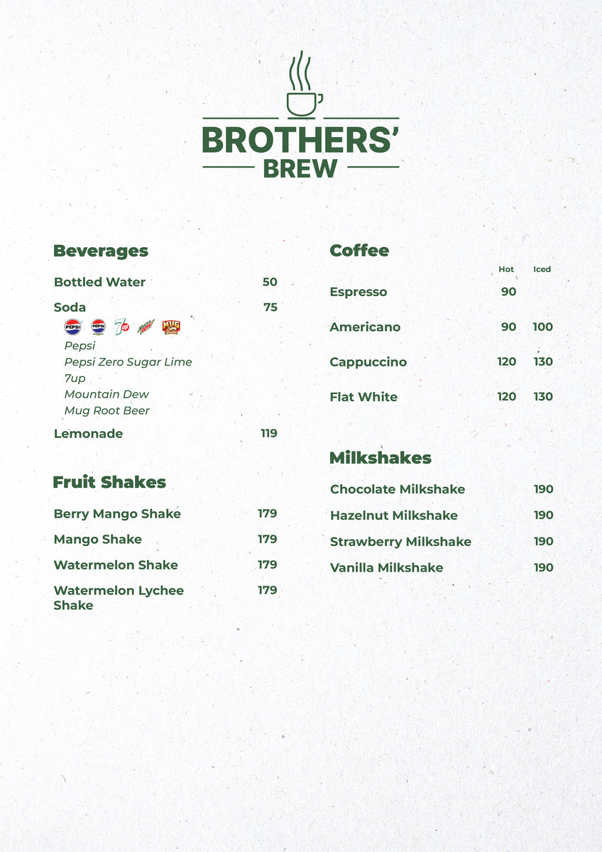 Brothers Diner Menu – Brothers Burger